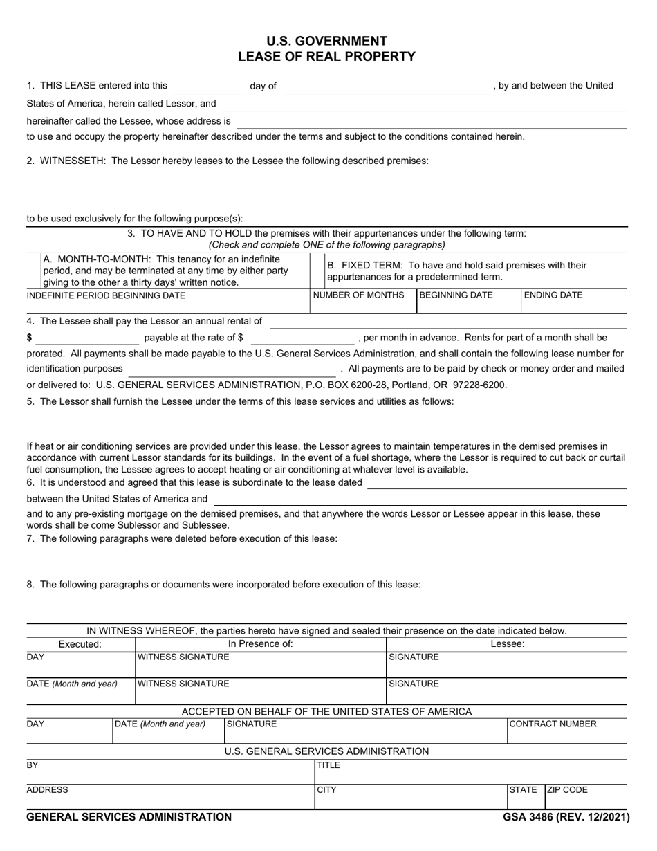 GSA Form 3486 Download Fillable PDF or Fill Online U.S. Government ...