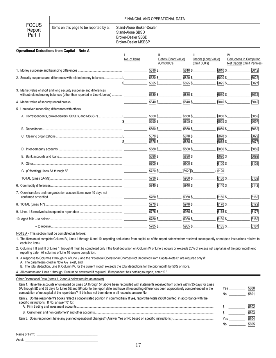 Sec Form 1695 (x-17a-5) Part Ii - Fill Out, Sign Online And Download