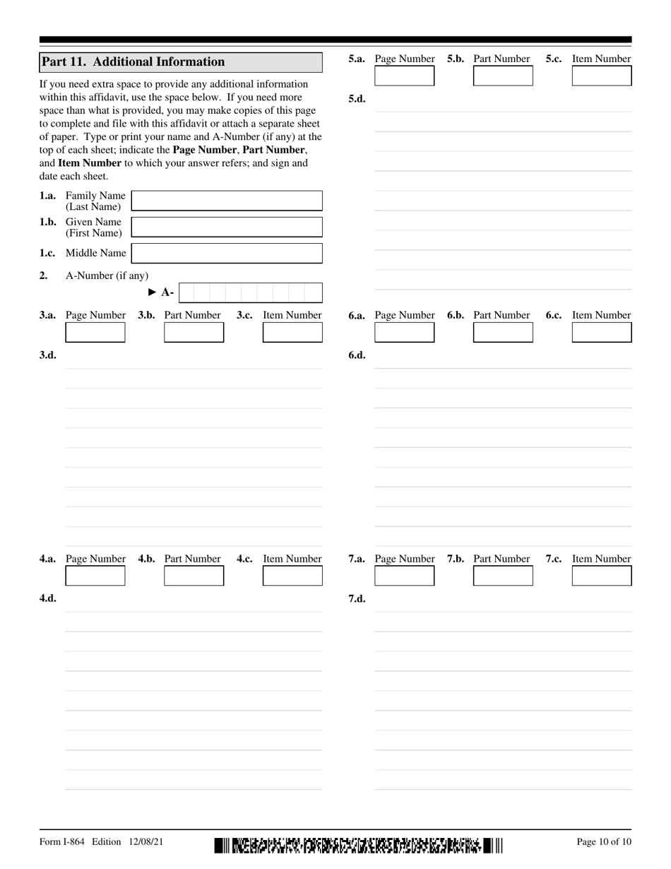 USCIS Form I-864 Download Fillable PDF or Fill Online Affidavit of ...