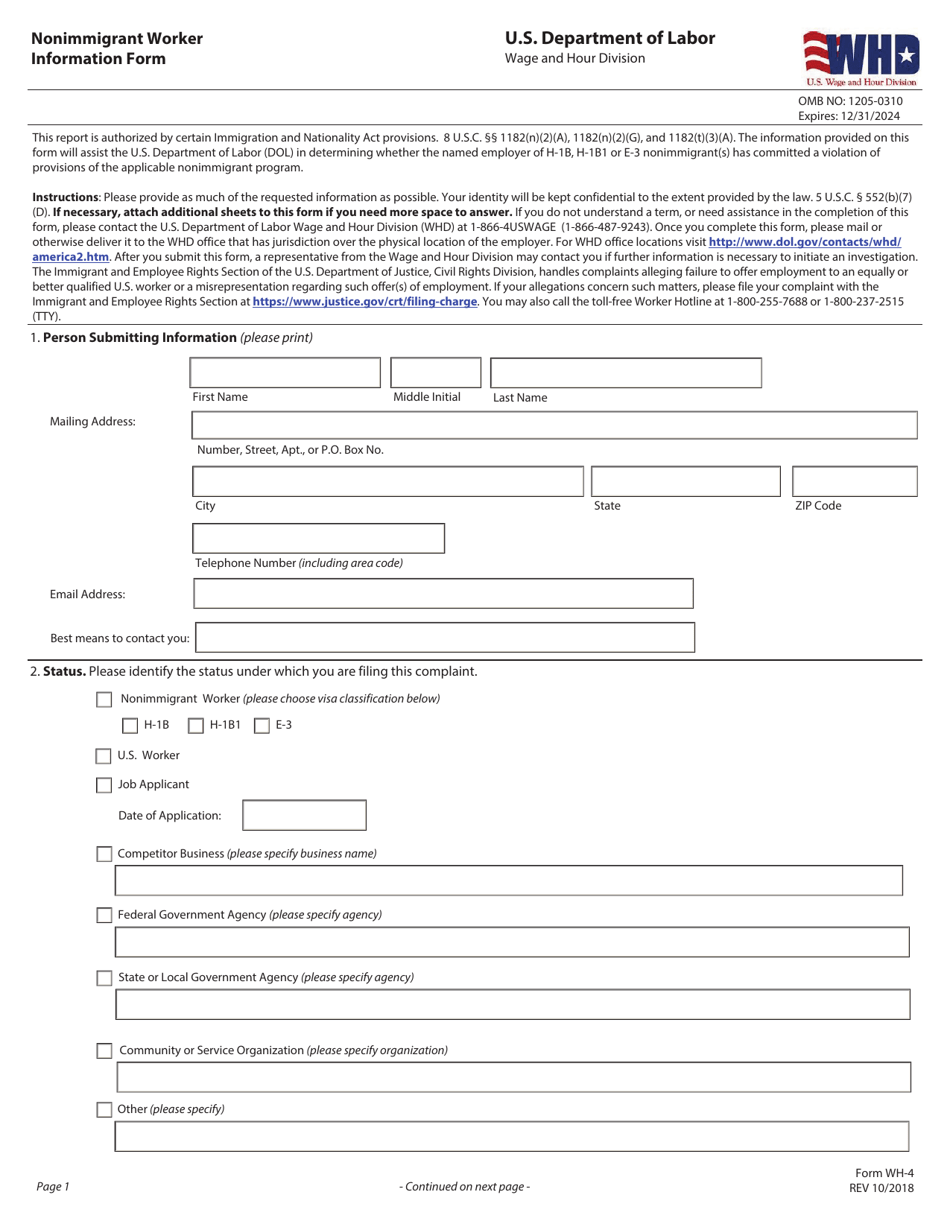 Form WH-4 - Fill Out, Sign Online and Download Fillable PDF ...