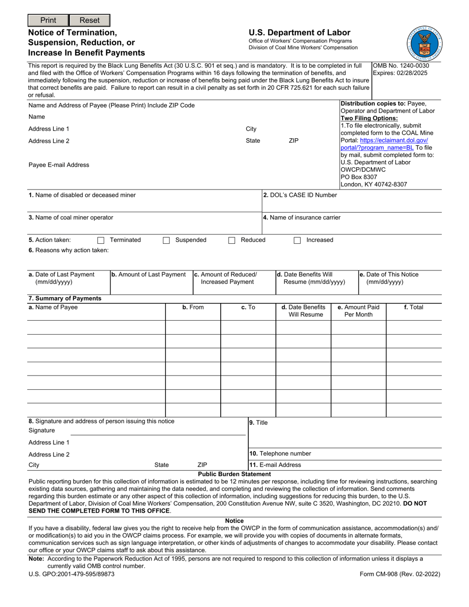 Form CM-908 - Fill Out, Sign Online and Download Fillable PDF ...