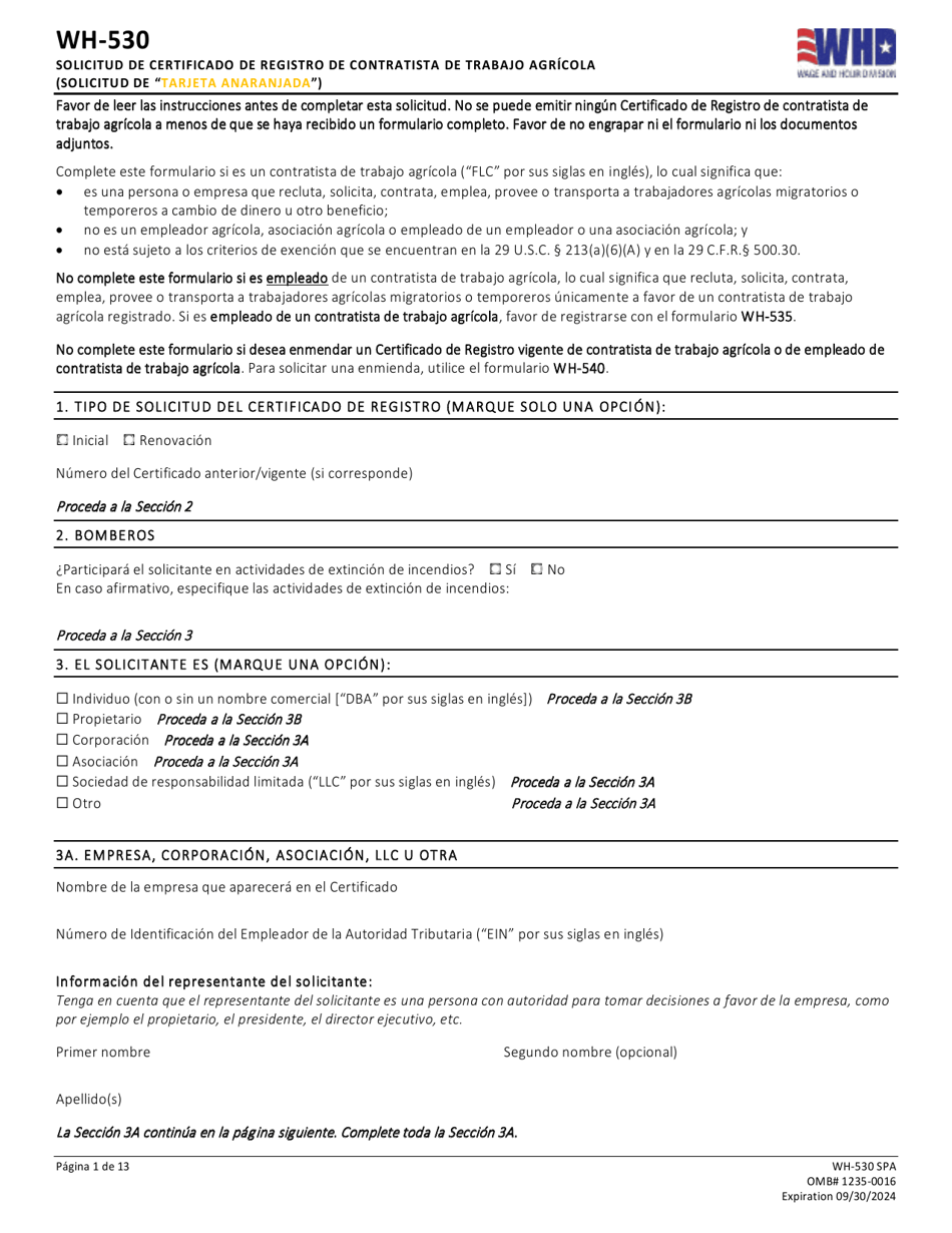 Formulario WH-530 - Fill Out, Sign Online and Download Fillable PDF ...