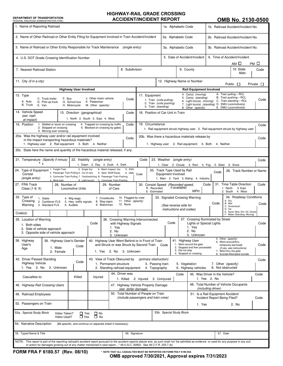 FRA Form 6180.57 - Fill Out, Sign Online and Download Fillable PDF ...