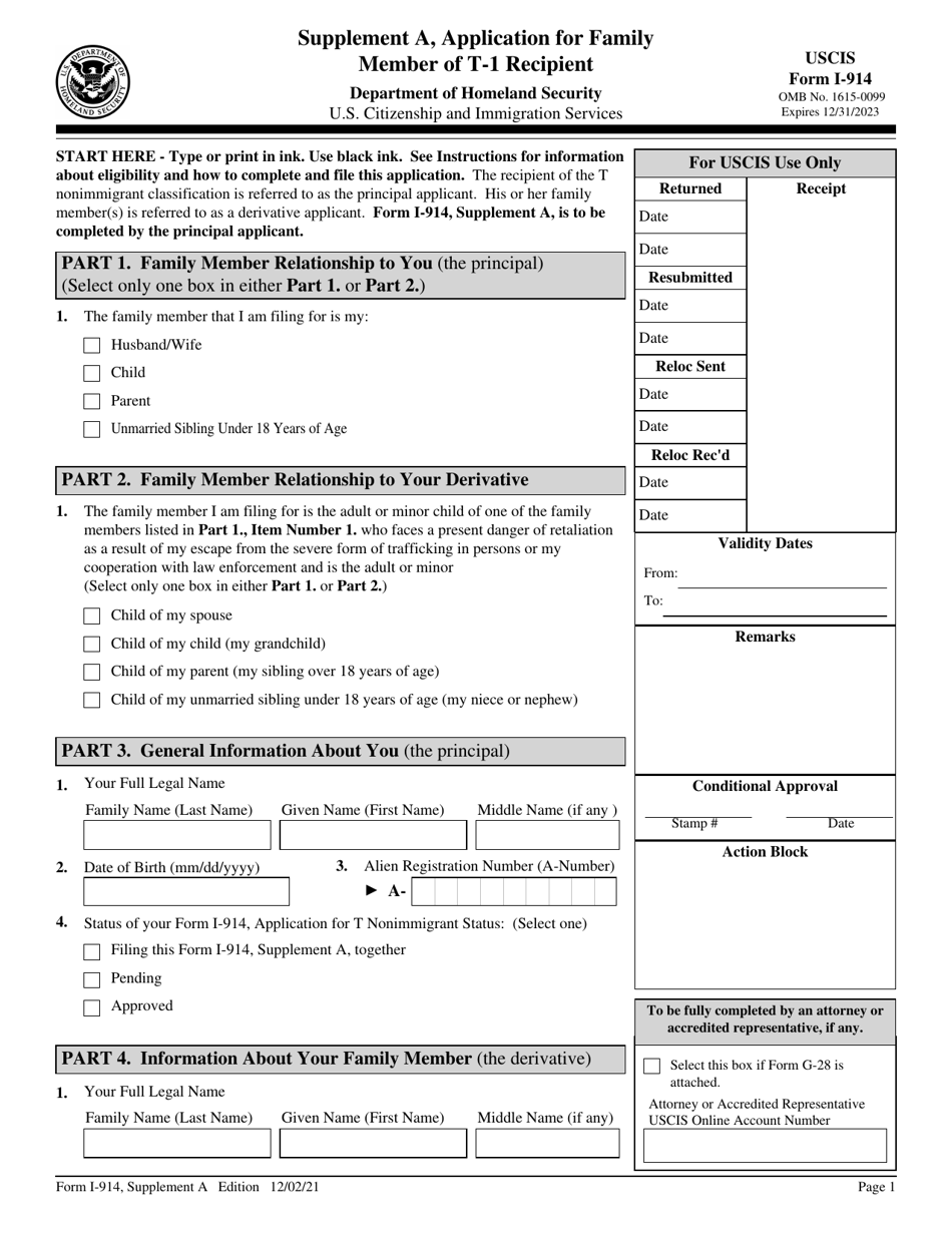 USCIS Form I-914 Supplement A - Fill Out, Sign Online and Download ...