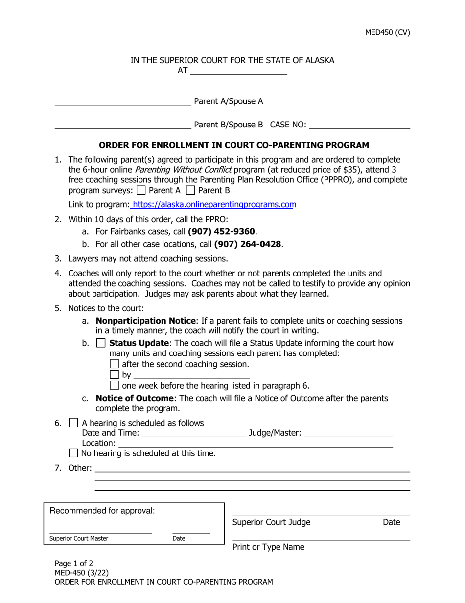 Form MED-450 - Fill Out, Sign Online and Download Fillable PDF, Alaska ...
