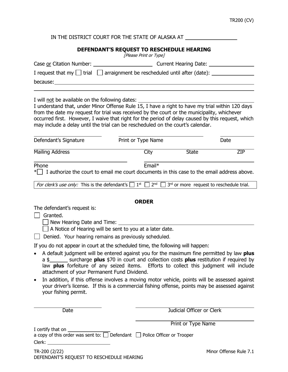 Form TR-200 Download Fillable PDF or Fill Online Defendant's Request to ...