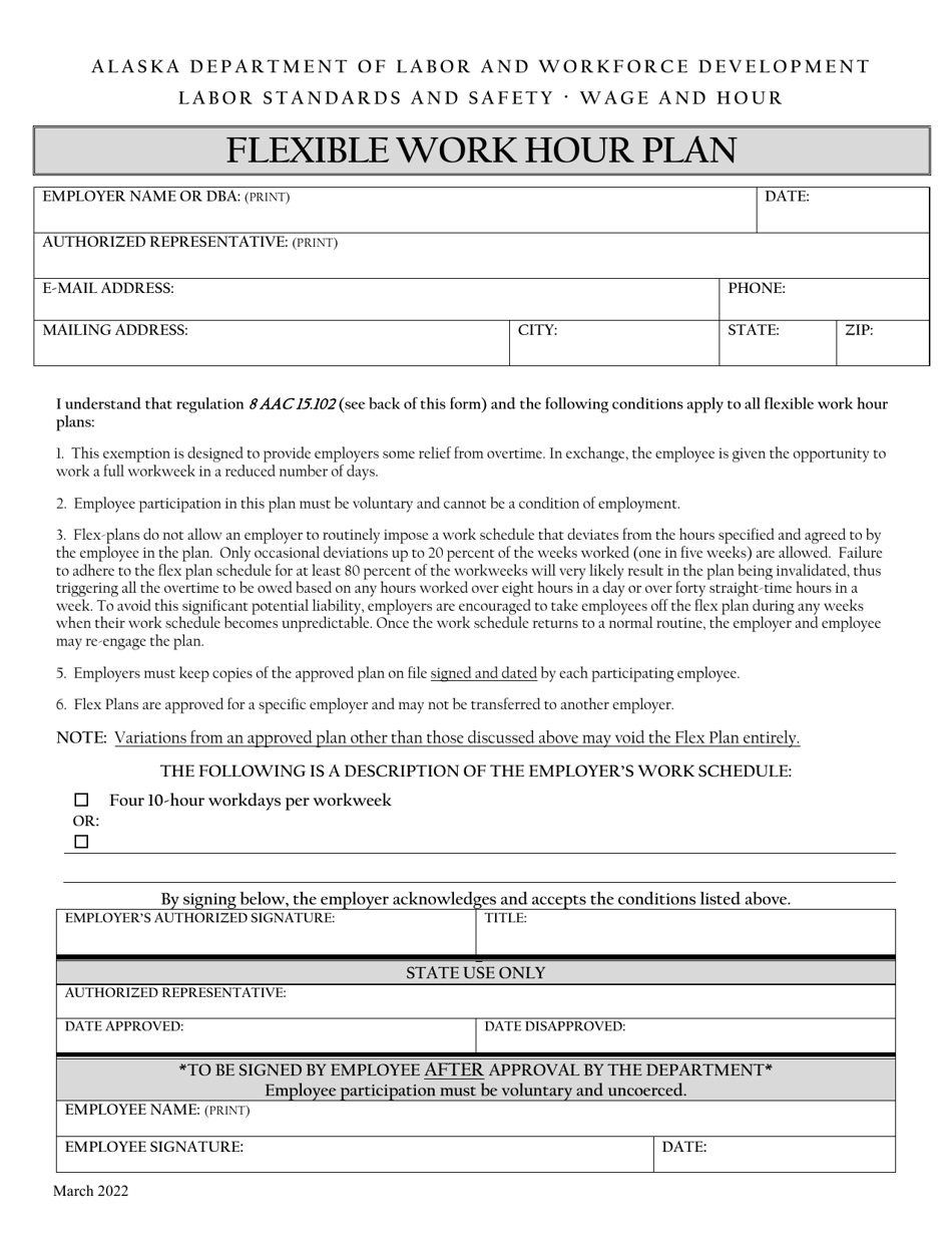 Alaska Flexible Work Hour Plan Download Fillable PDF 2017 — 2025 ...
