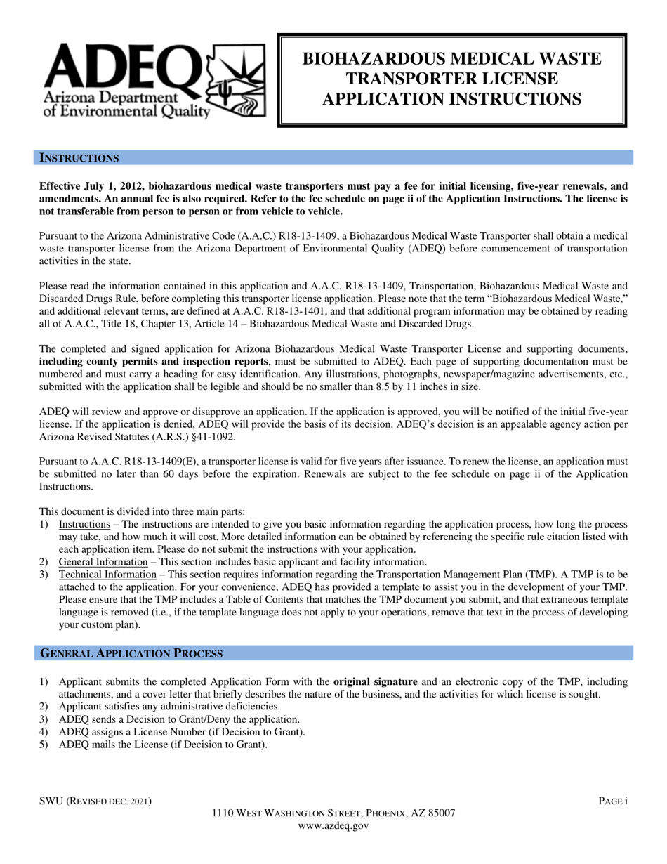 ADEQ Form SWU - Fill Out, Sign Online and Download Fillable PDF ...