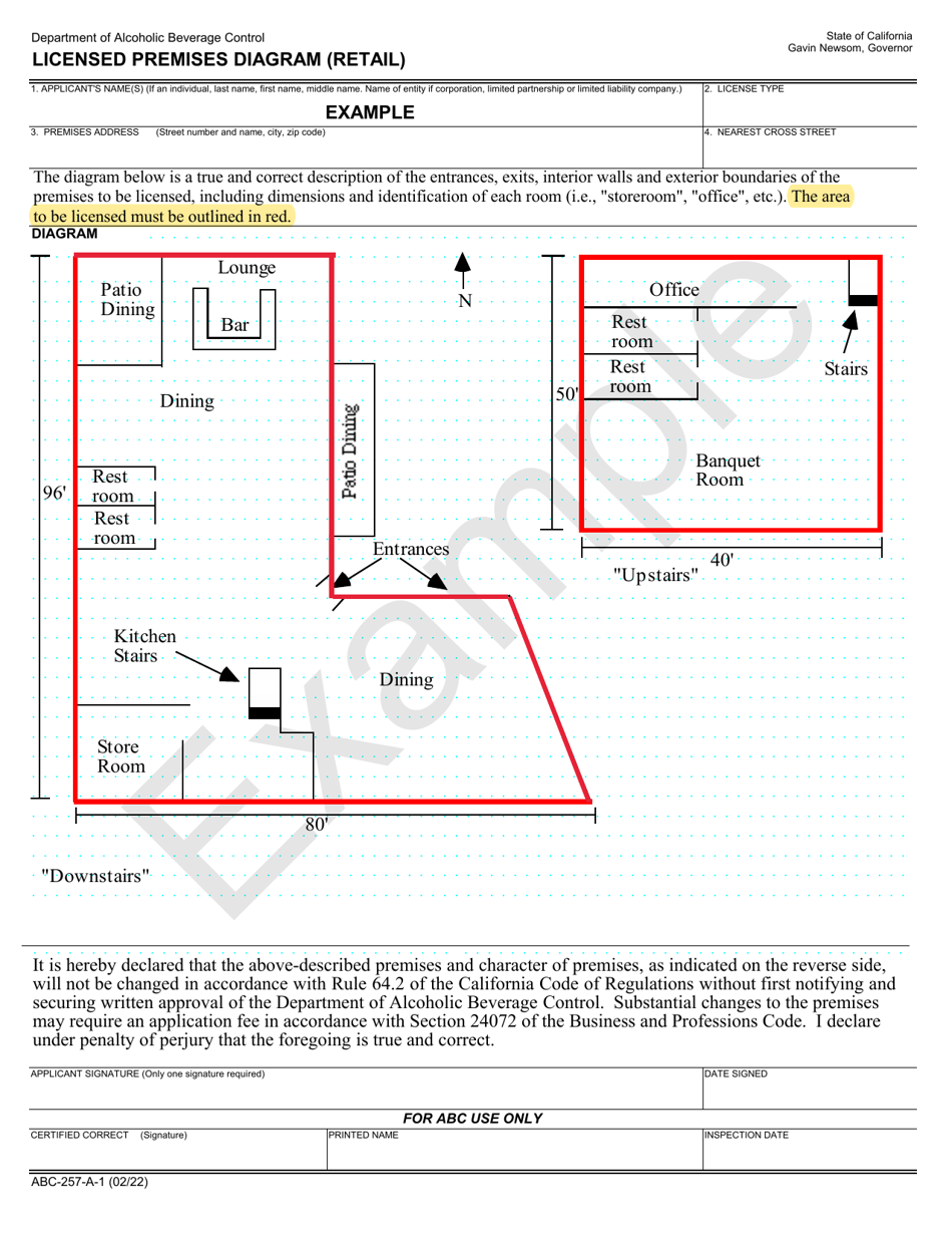 Form ABC-257-A-1 Download Fillable PDF or Fill Online Licensed Premises ...