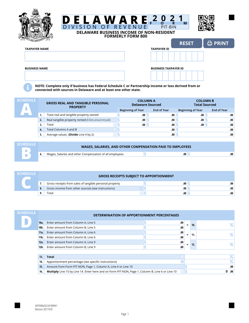 Form PIT-BIN - 2021 - Fill Out, Sign Online and Download Fillable PDF ...