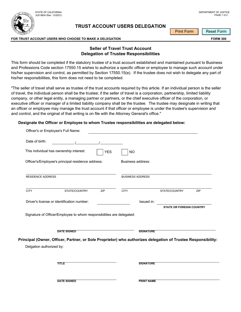 Form 300 (JUS8804) Download Fillable PDF or Fill Online Trust Account ...