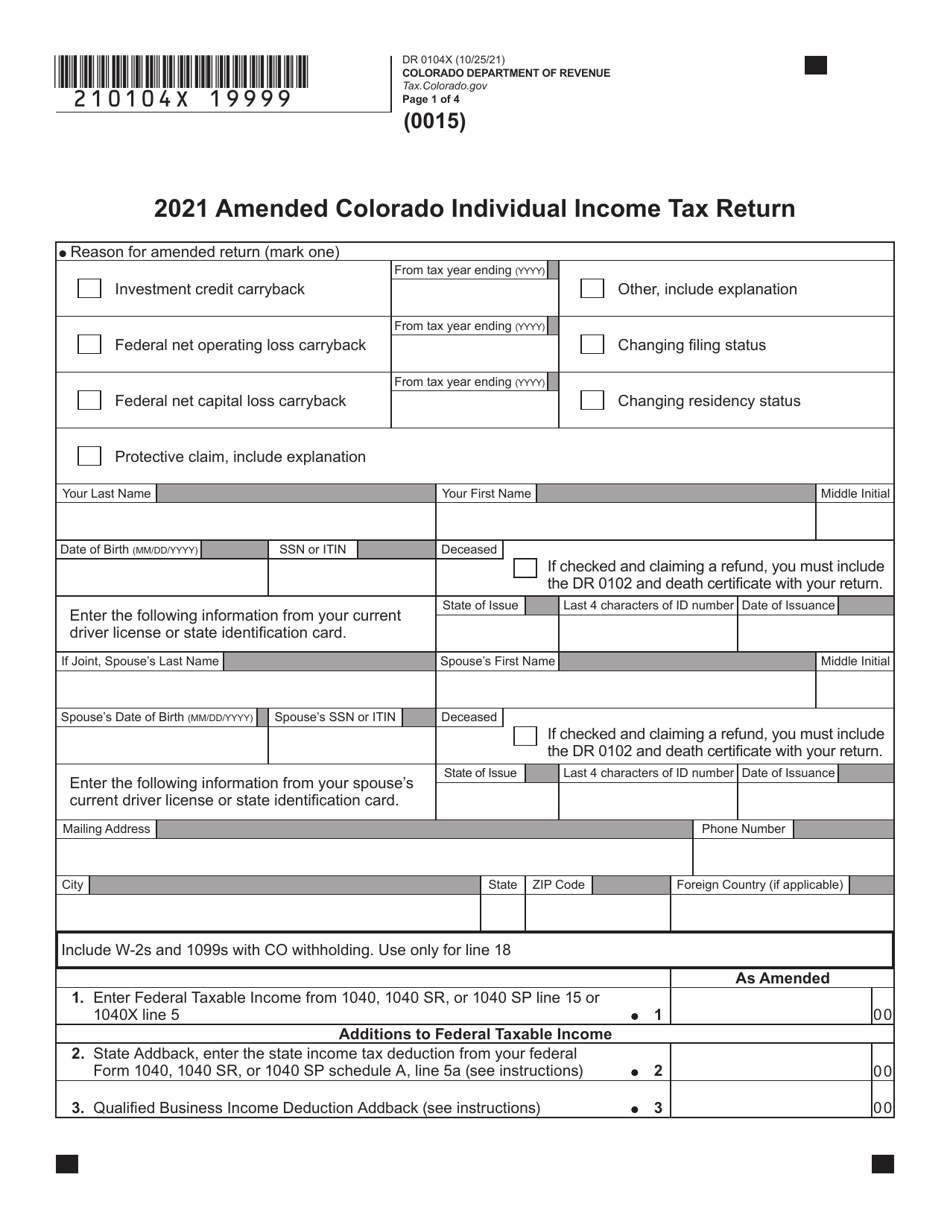 Form DR0104X - 2021 - Fill Out, Sign Online and Download Fillable PDF ...