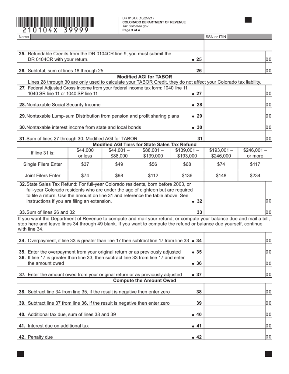 Form DR0104X - 2021 - Fill Out, Sign Online and Download Fillable PDF ...