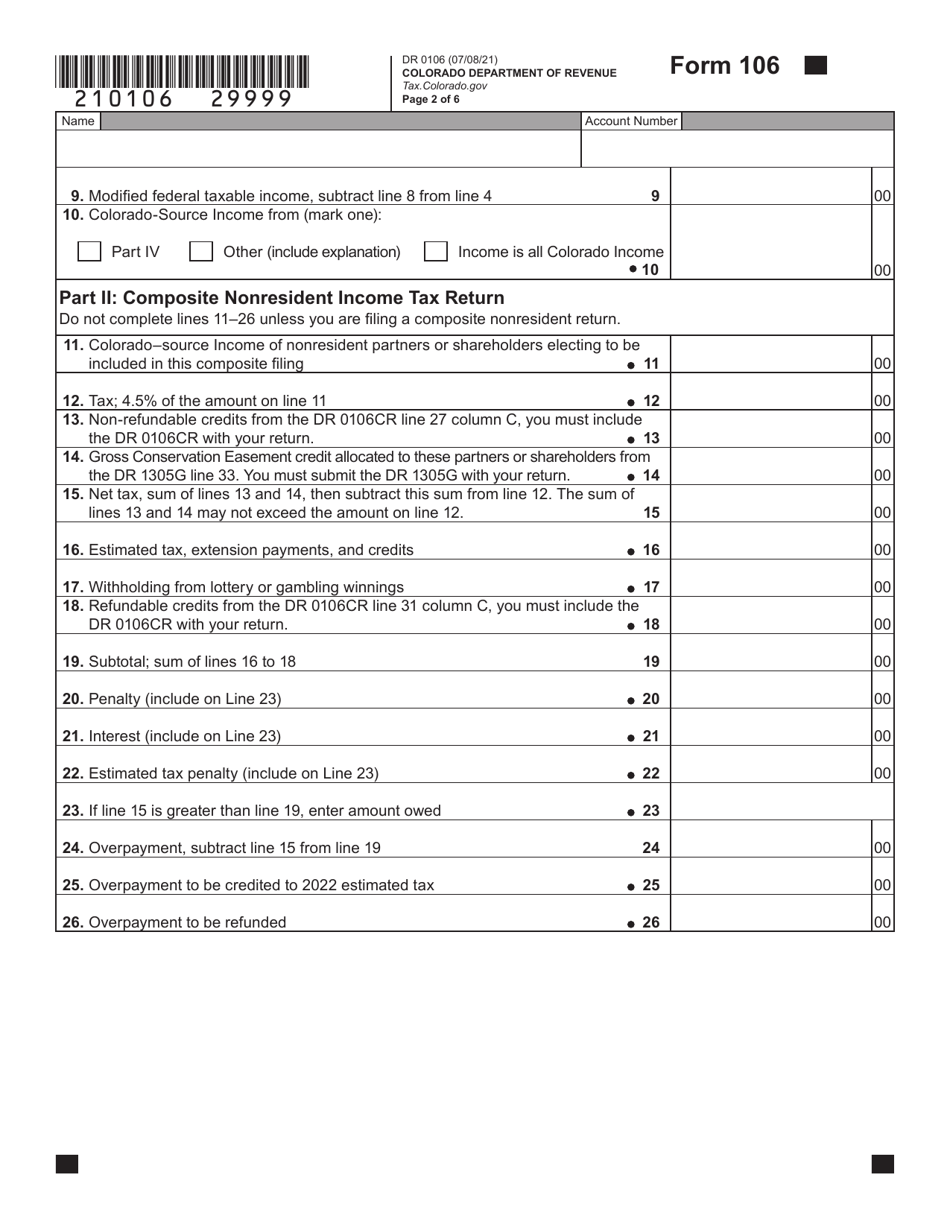 Form DR0106 - 2021 - Fill Out, Sign Online and Download Fillable PDF ...