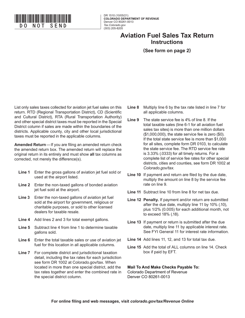 Form DR1510 - Fill Out, Sign Online and Download Fillable PDF, Colorado ...