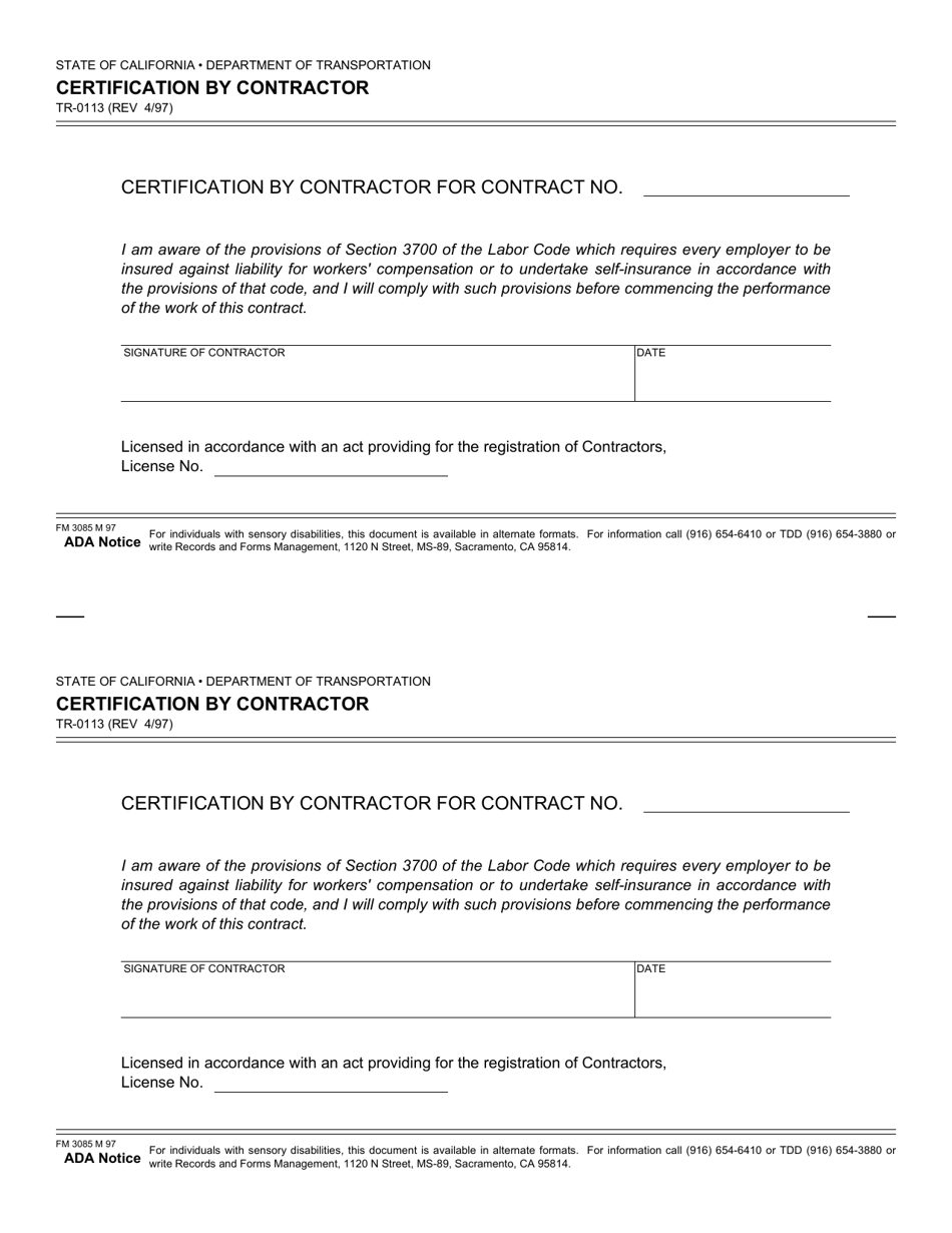 Form TR-0113 - Fill Out, Sign Online and Download Fillable PDF ...