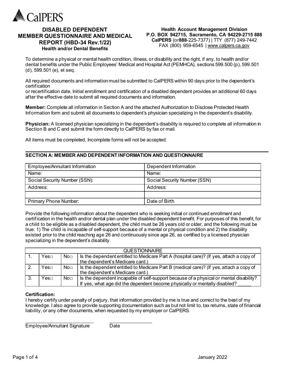Form HBD-34 - Fill Out, Sign Online and Download Printable PDF ...