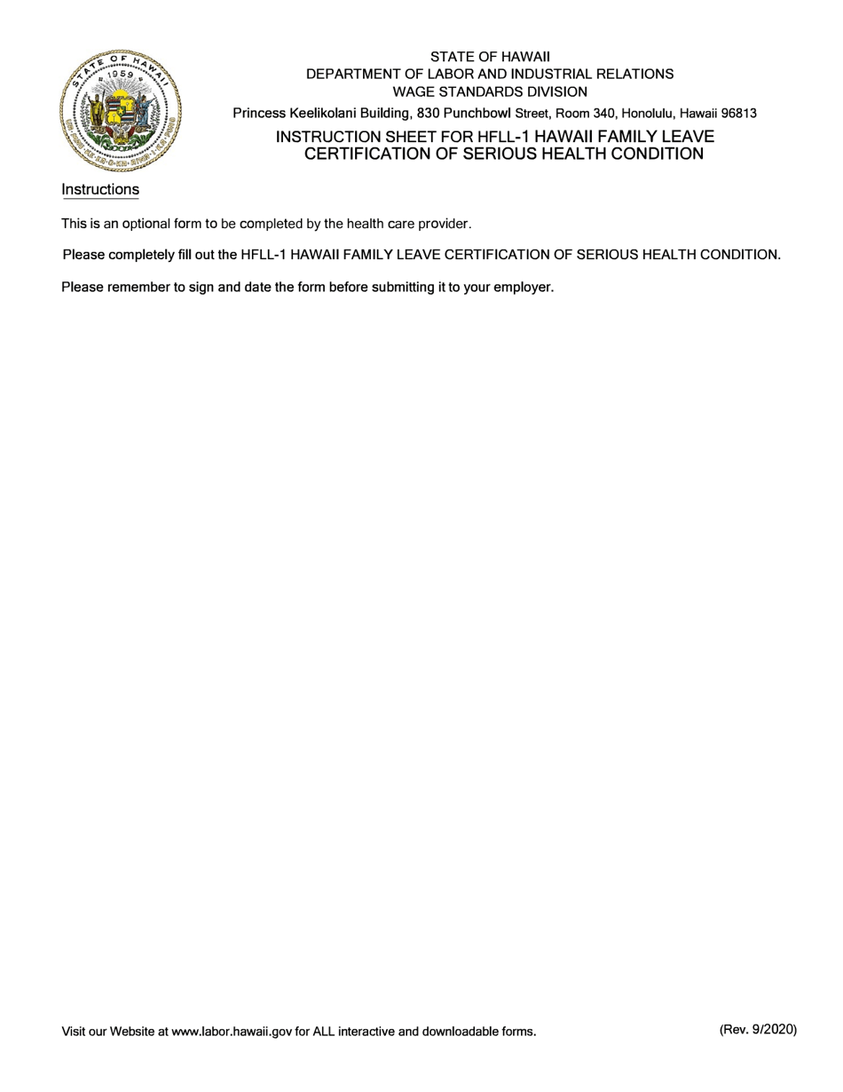 Form HFLL-1 Download Fillable PDF or Fill Online Hawaii Family Leave ...
