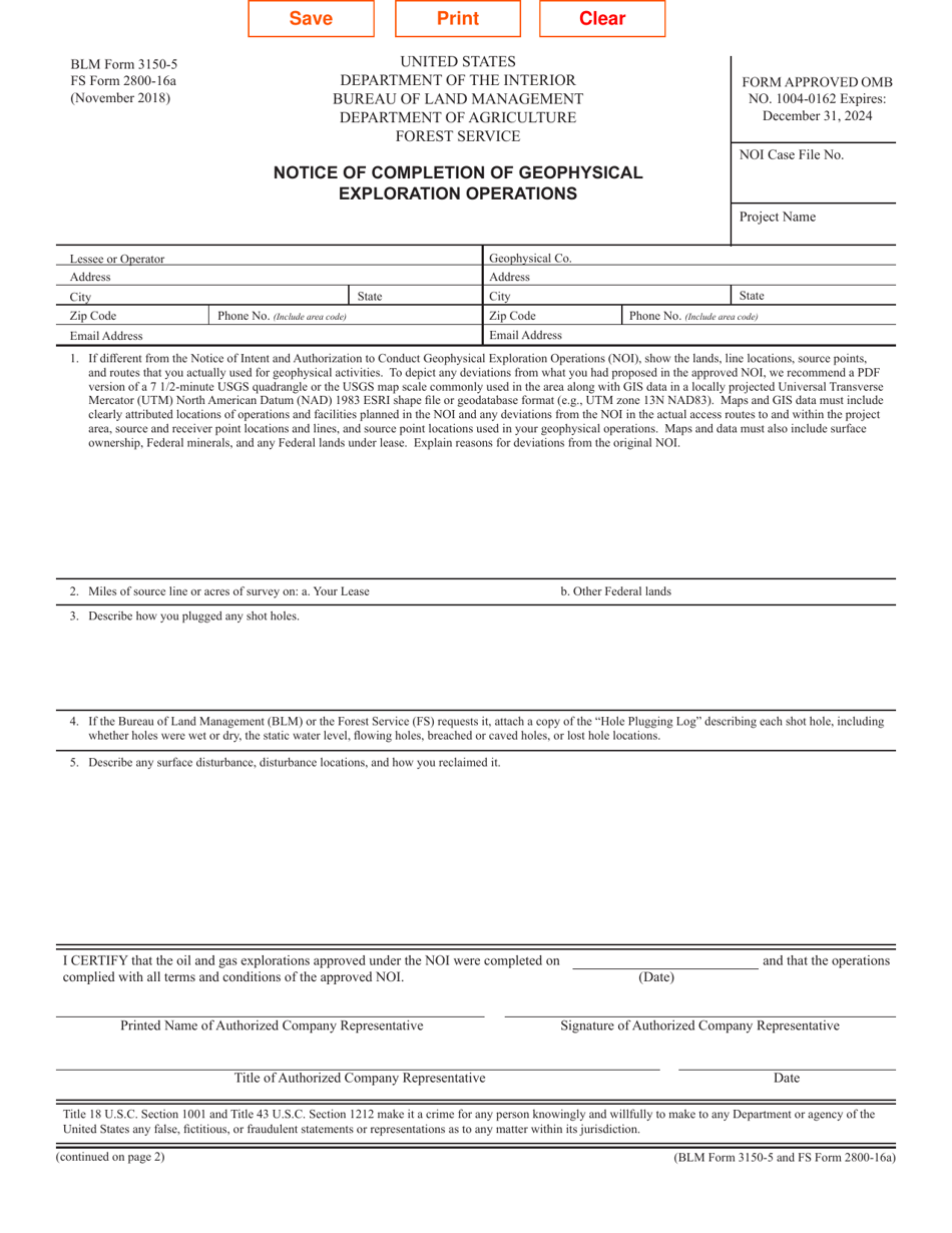 FS Form 2800-16A (BLM Form 3150-5) Download Fillable PDF or Fill Online ...