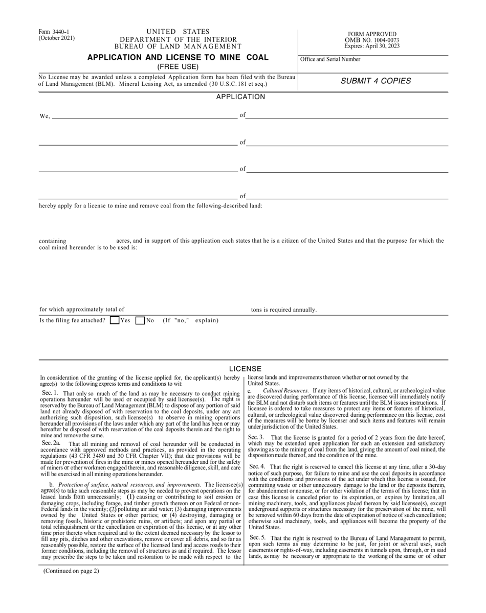 BLM Form 3440-1 - Fill Out, Sign Online and Download Fillable PDF ...