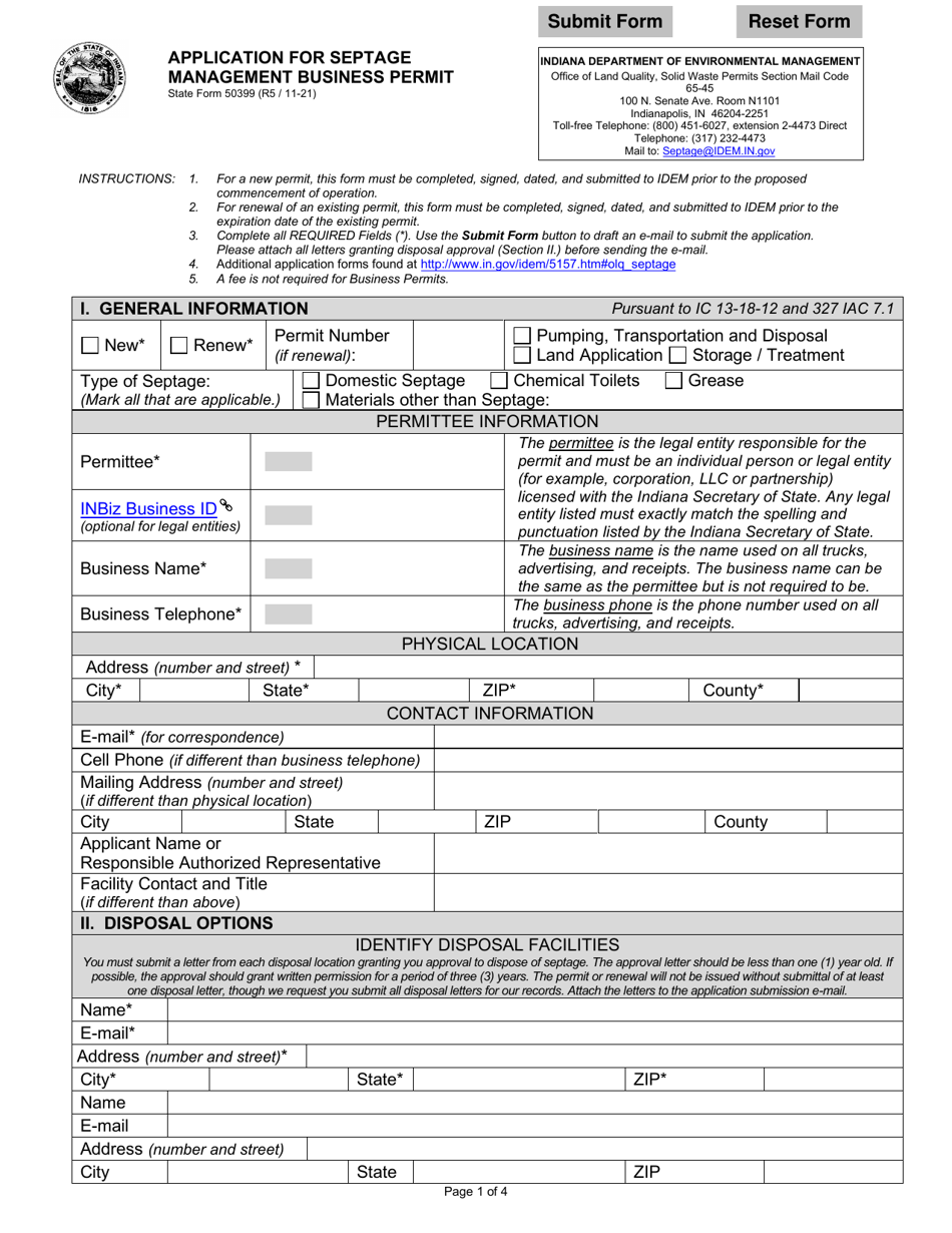 State Form 50399 Download Fillable PDF or Fill Online Application for ...