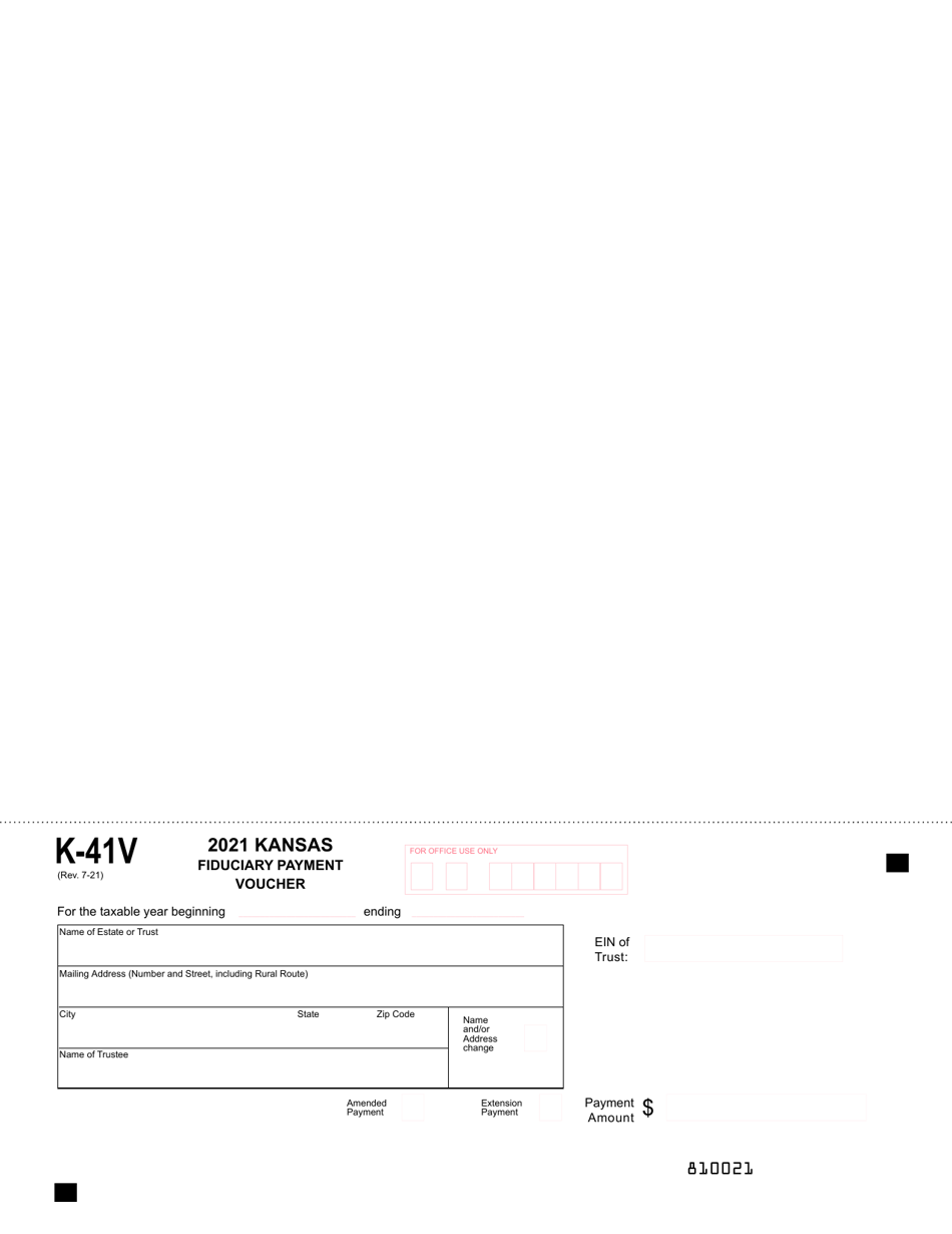 Form K-41V Download Fillable PDF or Fill Online Kansas Fiduciary ...