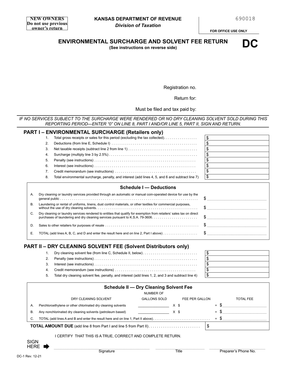 Form DC-1 Download Fillable PDF or Fill Online Environmental Surcharge ...