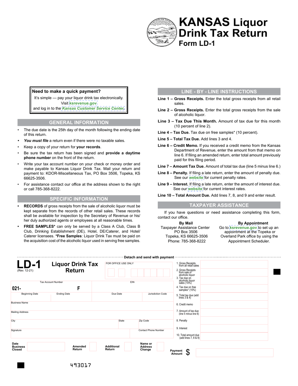 Form LD-1 Download Fillable PDF or Fill Online Liquor Drink Tax Return ...