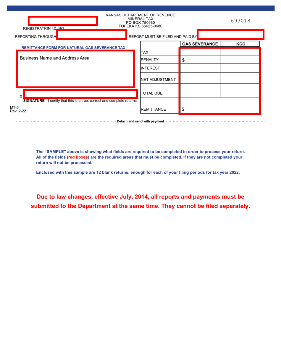 Form MT-5 Download Fillable PDF or Fill Online Mineral Tax Return - Gas ...