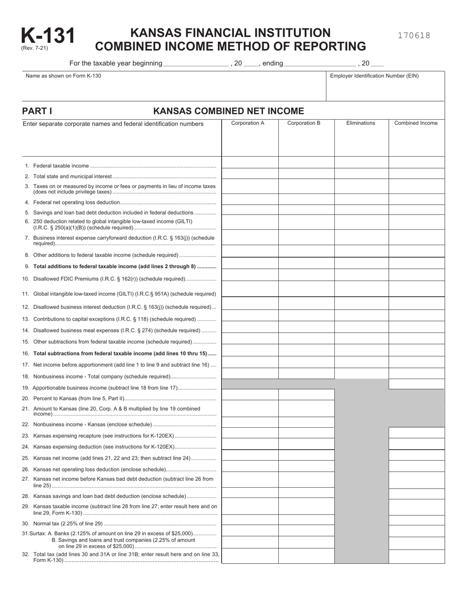 Form K-131 - Fill Out, Sign Online and Download Fillable PDF, Kansas ...