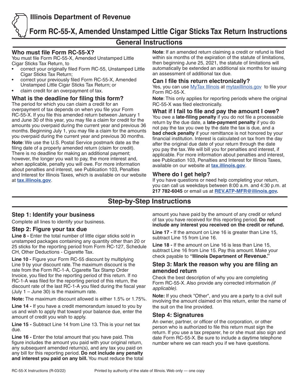Download Instructions for Form RC-55-X, 94B Amended Unstamped Little ...