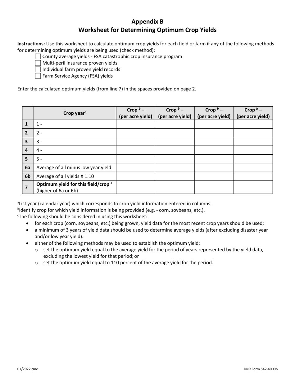 DNR Form 542-4000B Appendix B - Fill Out, Sign Online and Download ...