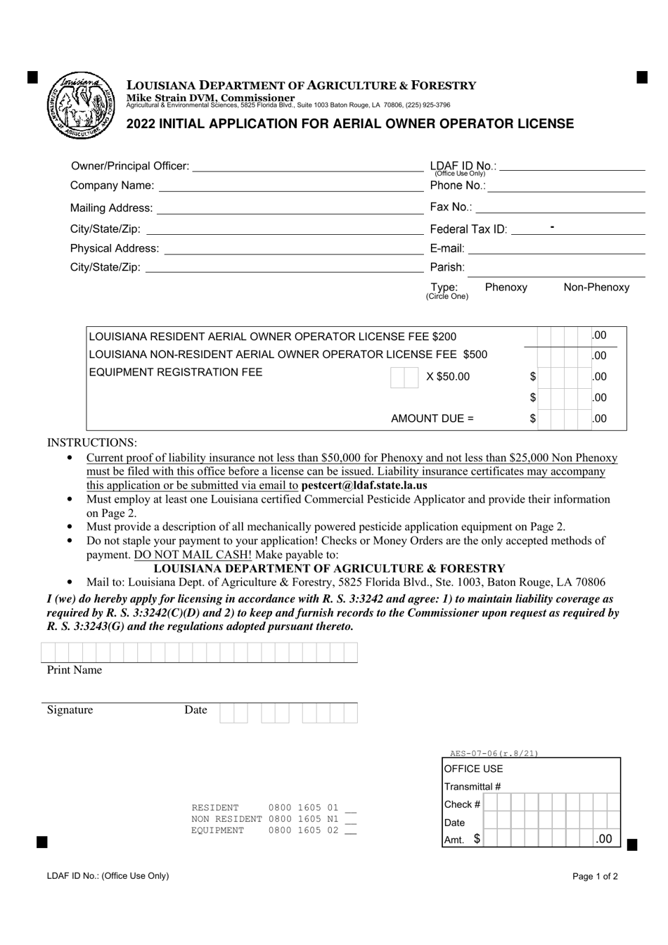 Form AES-07-06 Download Printable PDF or Fill Online Initial ...