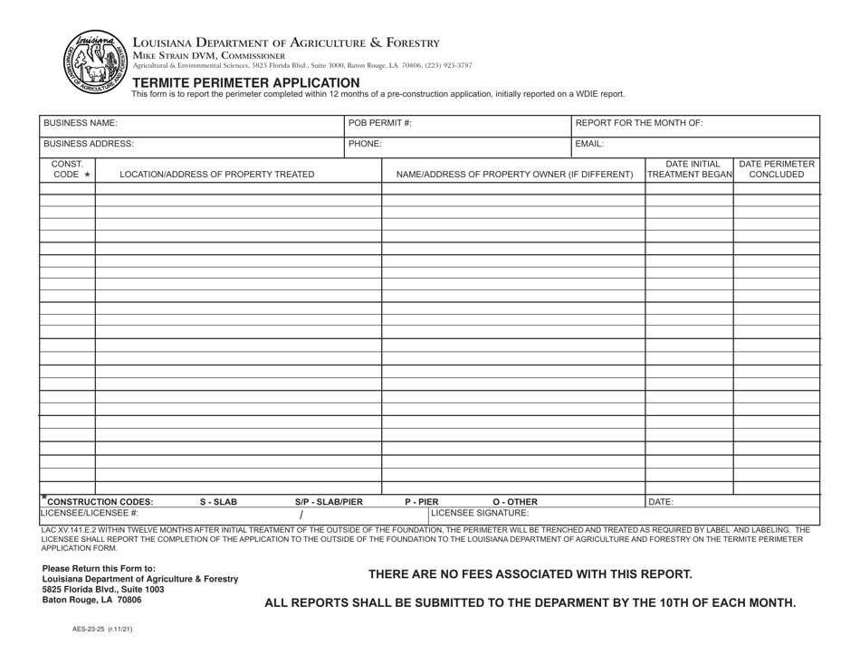 Form AES-23-25 - Fill Out, Sign Online and Download Fillable PDF ...