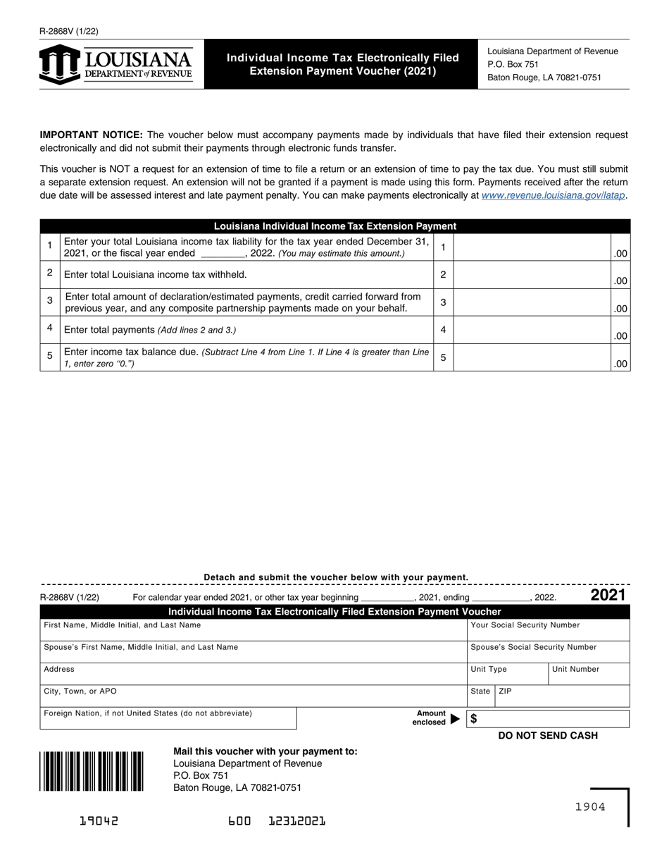 Form R-2868V - 2021 - Fill Out, Sign Online and Download Fillable PDF ...