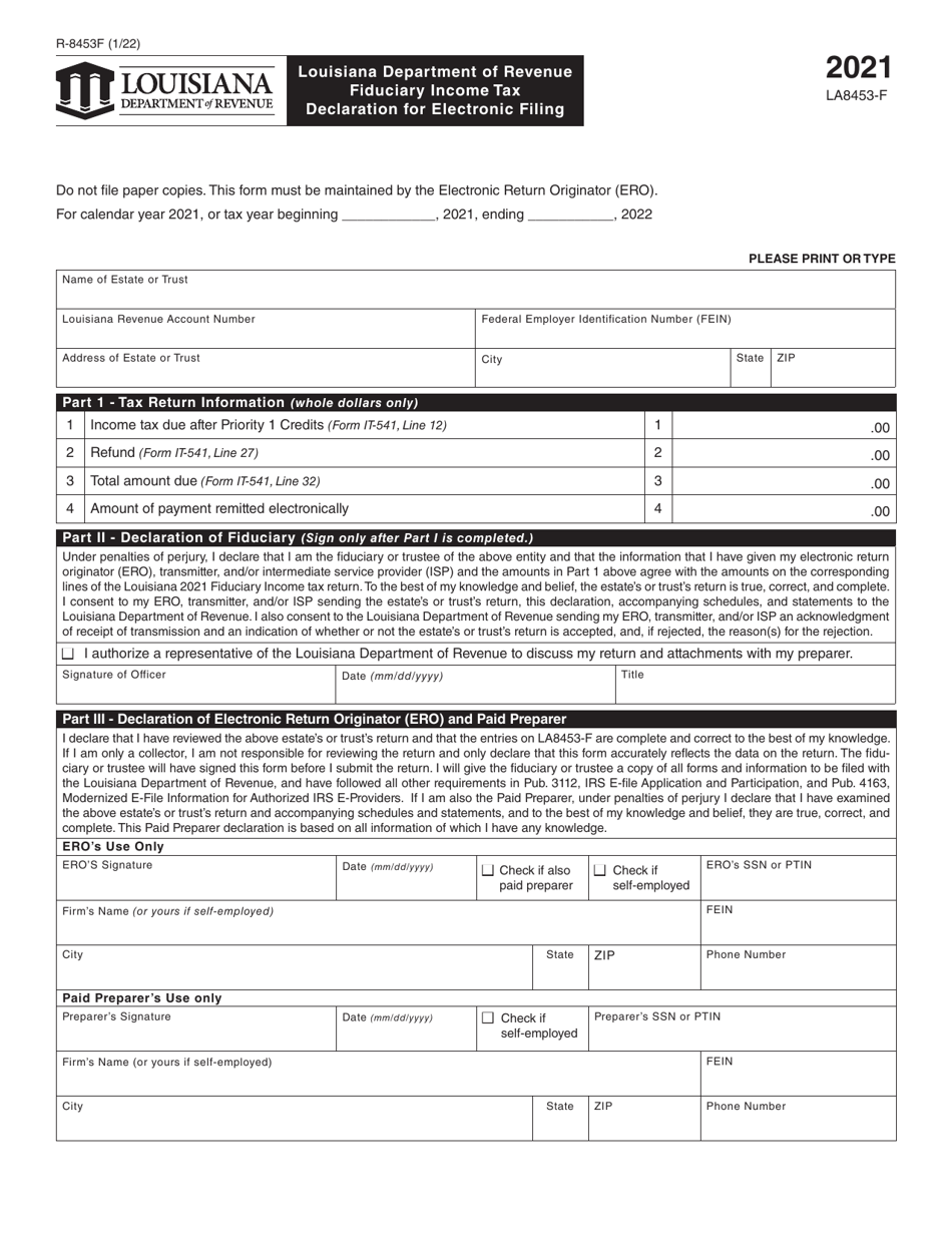Form R-8453F - 2021 - Fill Out, Sign Online and Download Fillable PDF ...