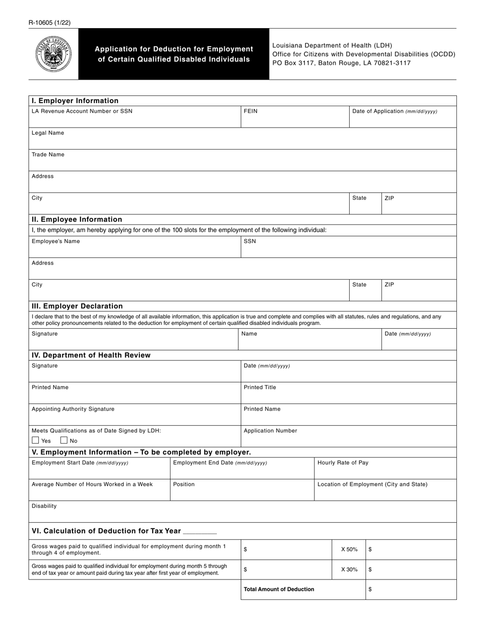 Form R-10605 - Fill Out, Sign Online and Download Fillable PDF ...