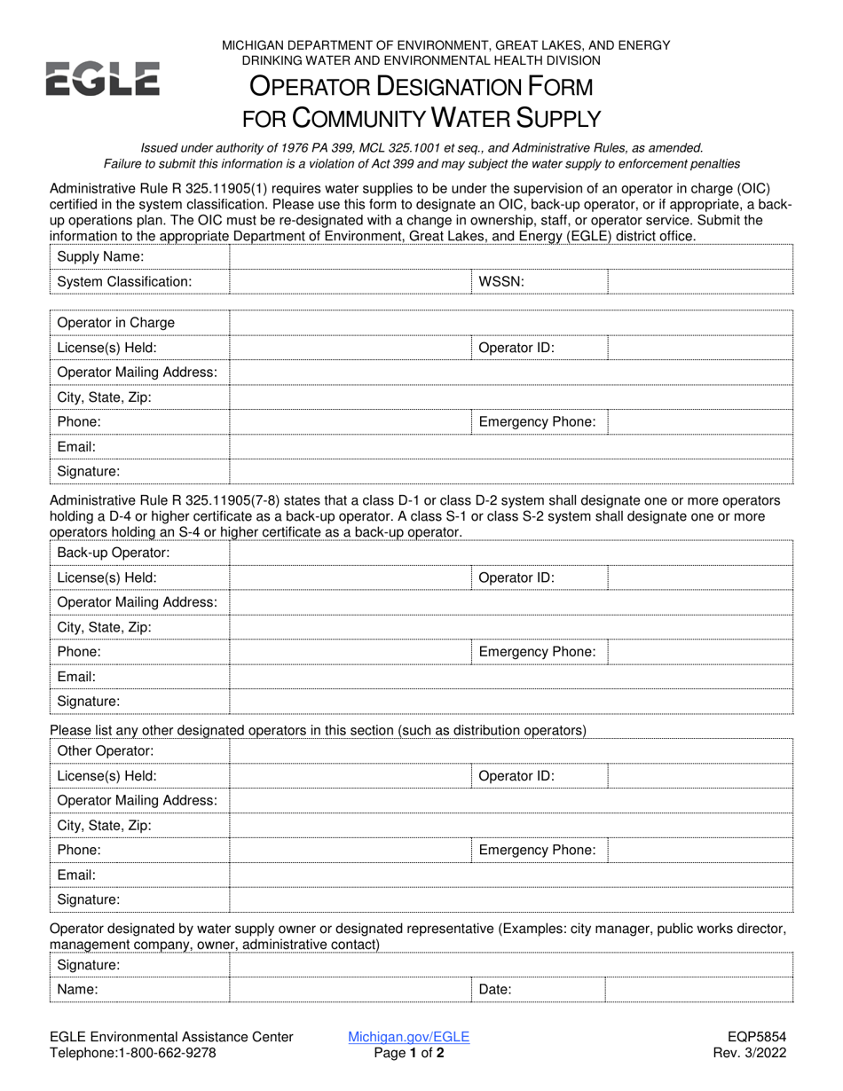 Form EQP5854 - Fill Out, Sign Online and Download Fillable PDF ...