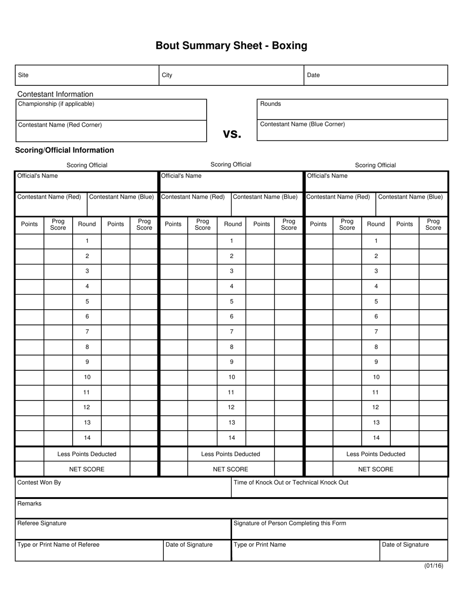 Michigan Bout Summary Sheet - Boxing - Fill Out, Sign Online and ...