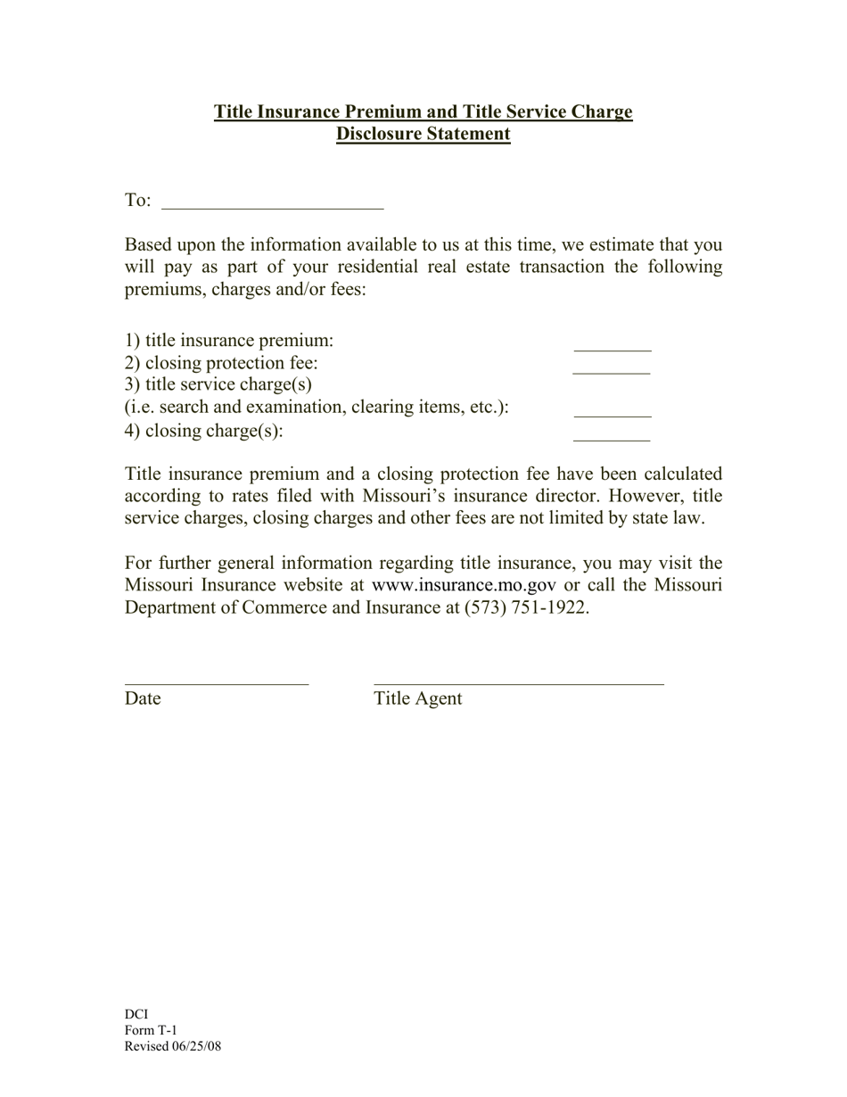 Form T-1 - Fill Out, Sign Online and Download Printable PDF, Missouri ...