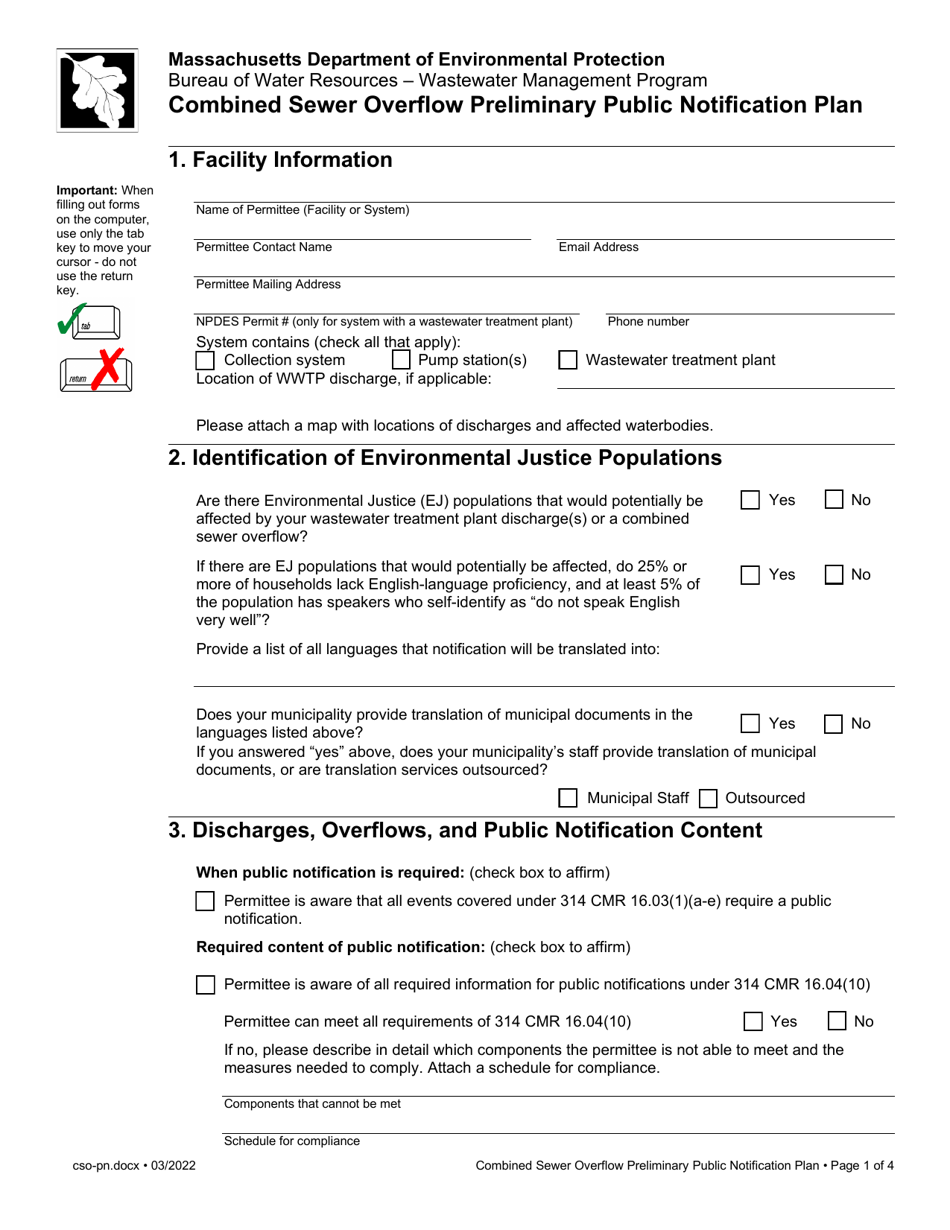 Massachusetts Combined Sewer Overflow Preliminary Public Notification