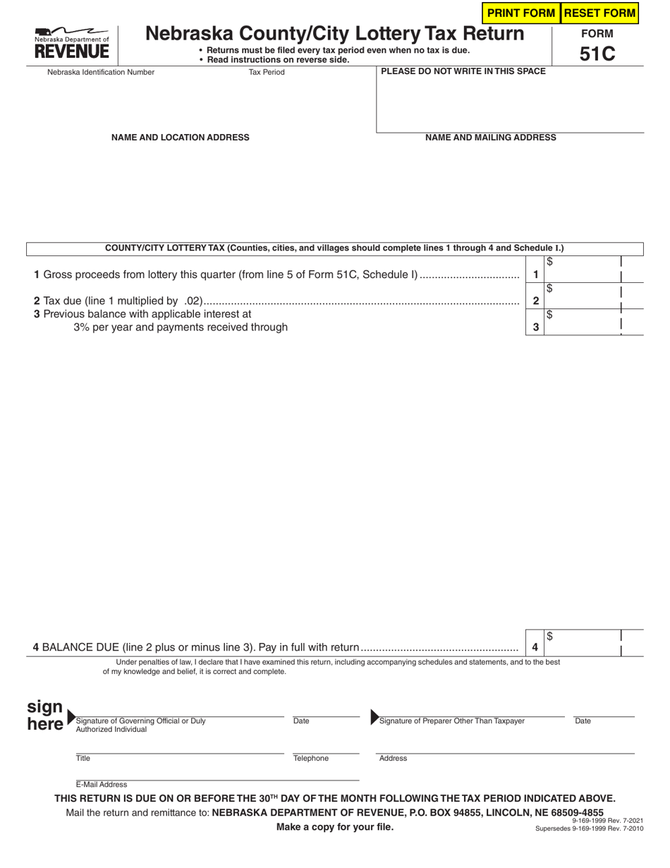 Form 51C Download Fillable PDF or Fill Online Nebraska County/City ...