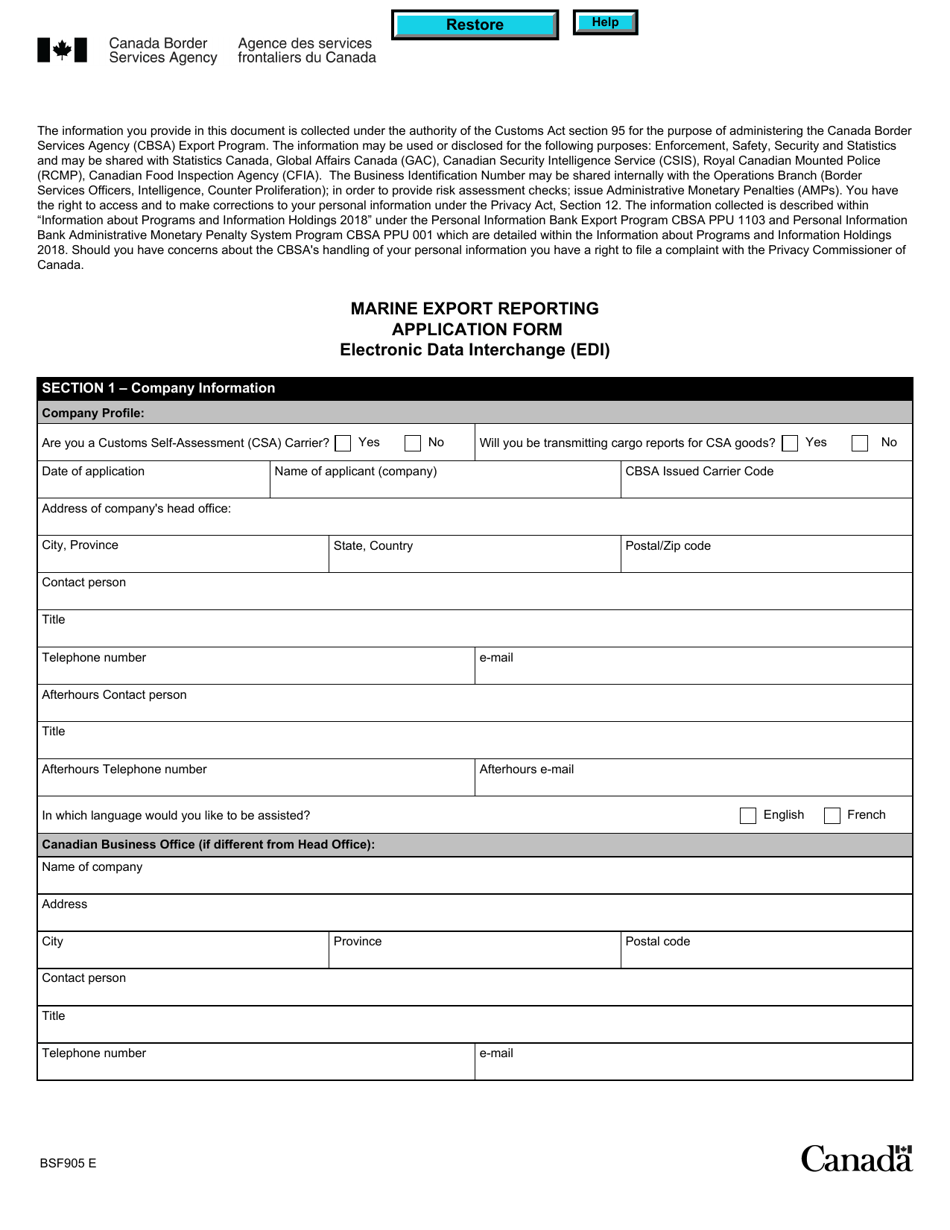 Form BSF905 - Fill Out, Sign Online and Download Fillable PDF, Canada ...