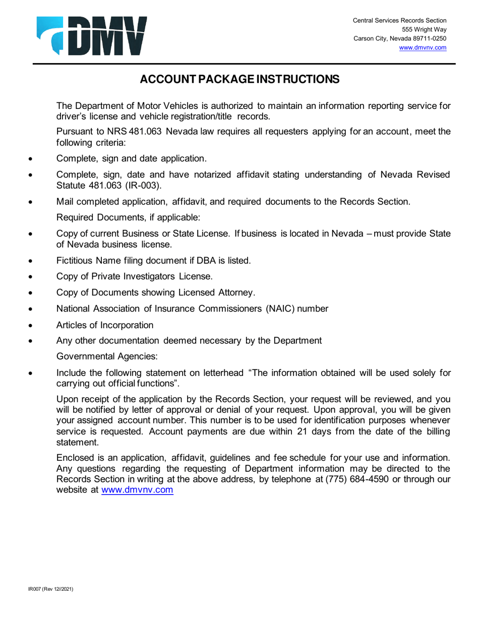 Form IR008 - Fill Out, Sign Online and Download Fillable PDF, Nevada ...