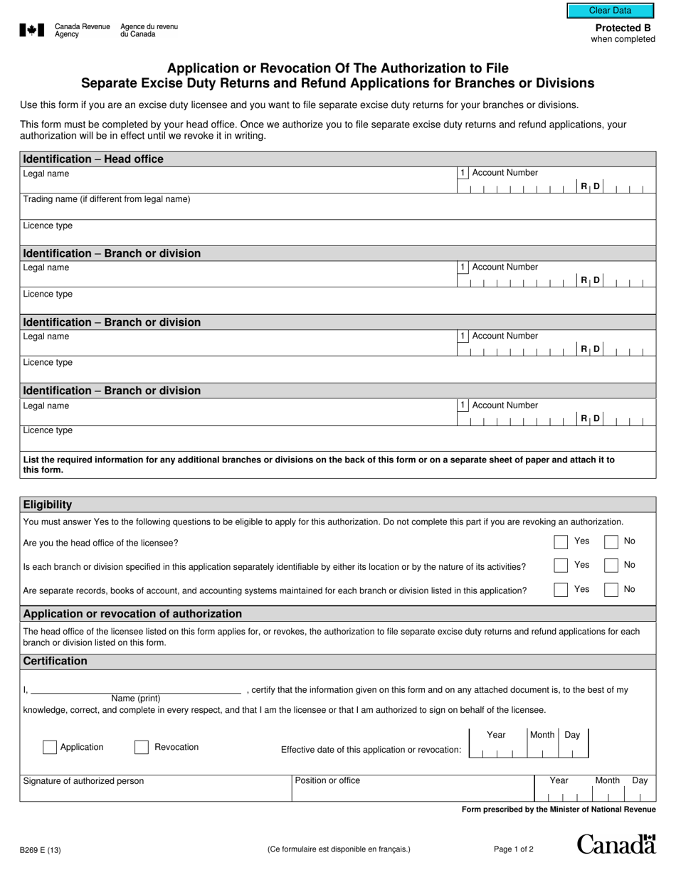 Form B269 - Fill Out, Sign Online and Download Fillable PDF, Canada ...