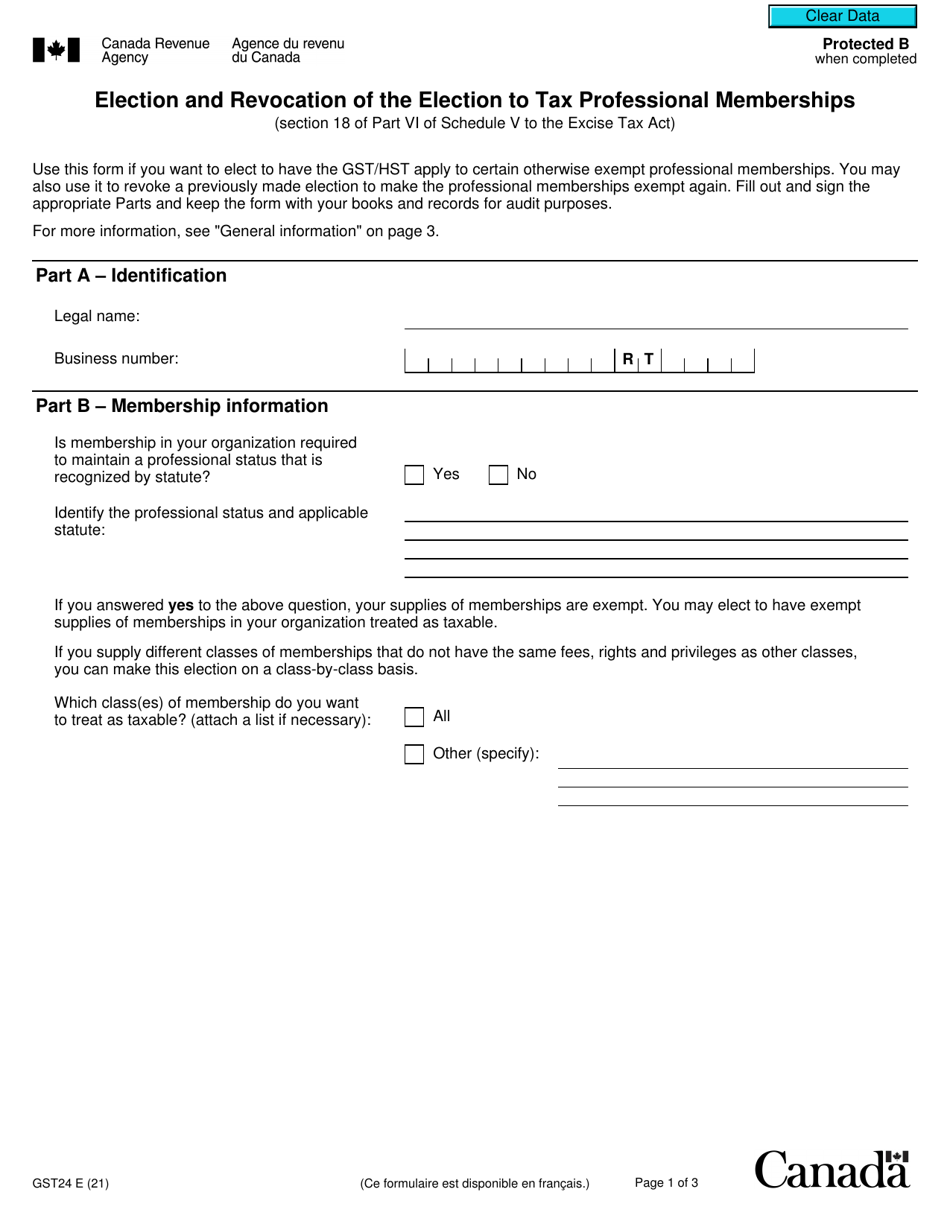 Form GST24 Download Fillable PDF or Fill Online Election and Revocation ...