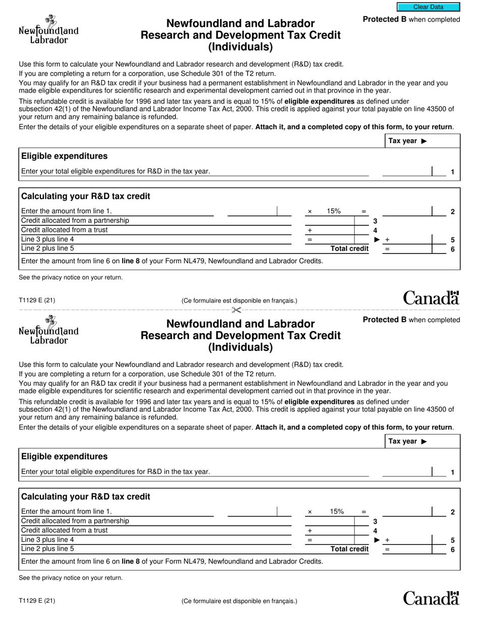 Form T1129 - Fill Out, Sign Online and Download Fillable PDF, Canada ...