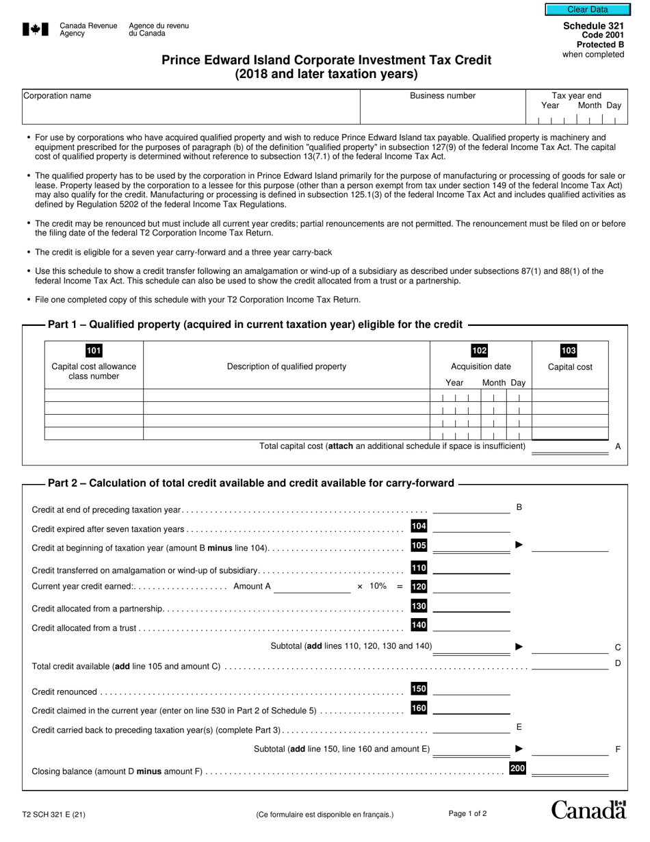 Form T2 Schedule 321 - Fill Out, Sign Online and Download Fillable PDF ...