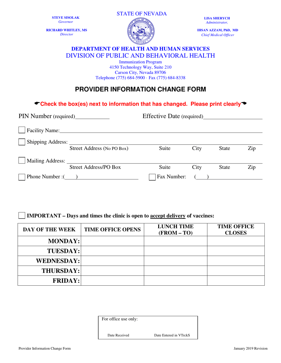 Nevada Provider Information Change Form - Fill Out, Sign Online and ...