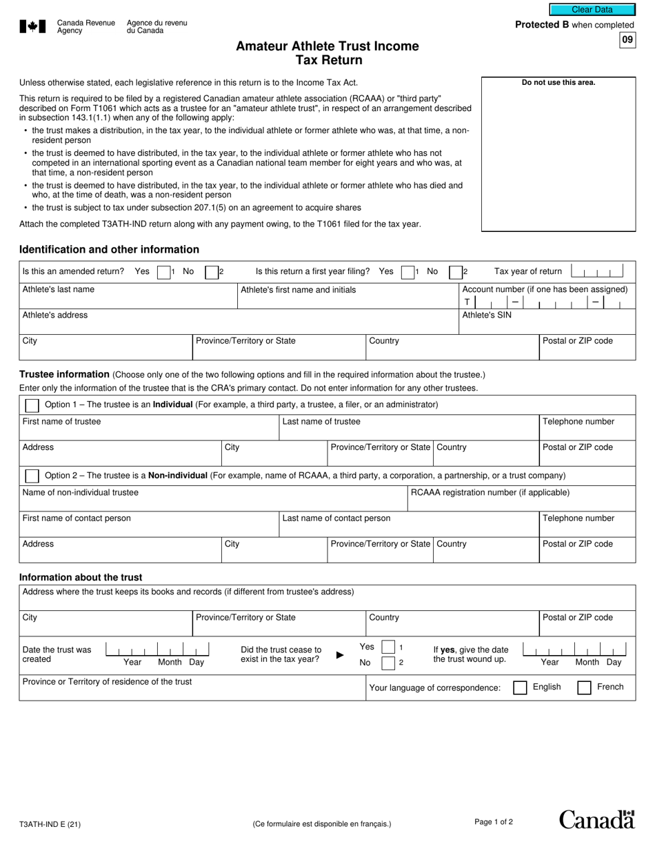 Form T3ATH-IND - Fill Out, Sign Online and Download Fillable PDF ...